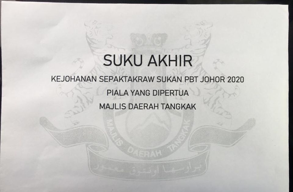 Pertandingan Sepak Takraw Antara PBT Johor 2020, Piala YDP Majlis ...